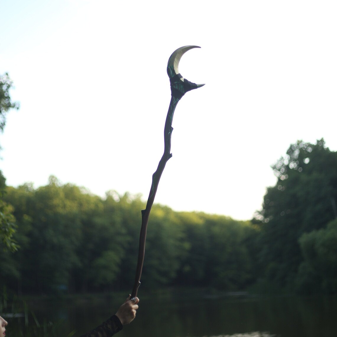Crescent Moon Staff Magical Stick Cosplay Wizard Witchcraft | Etsy
