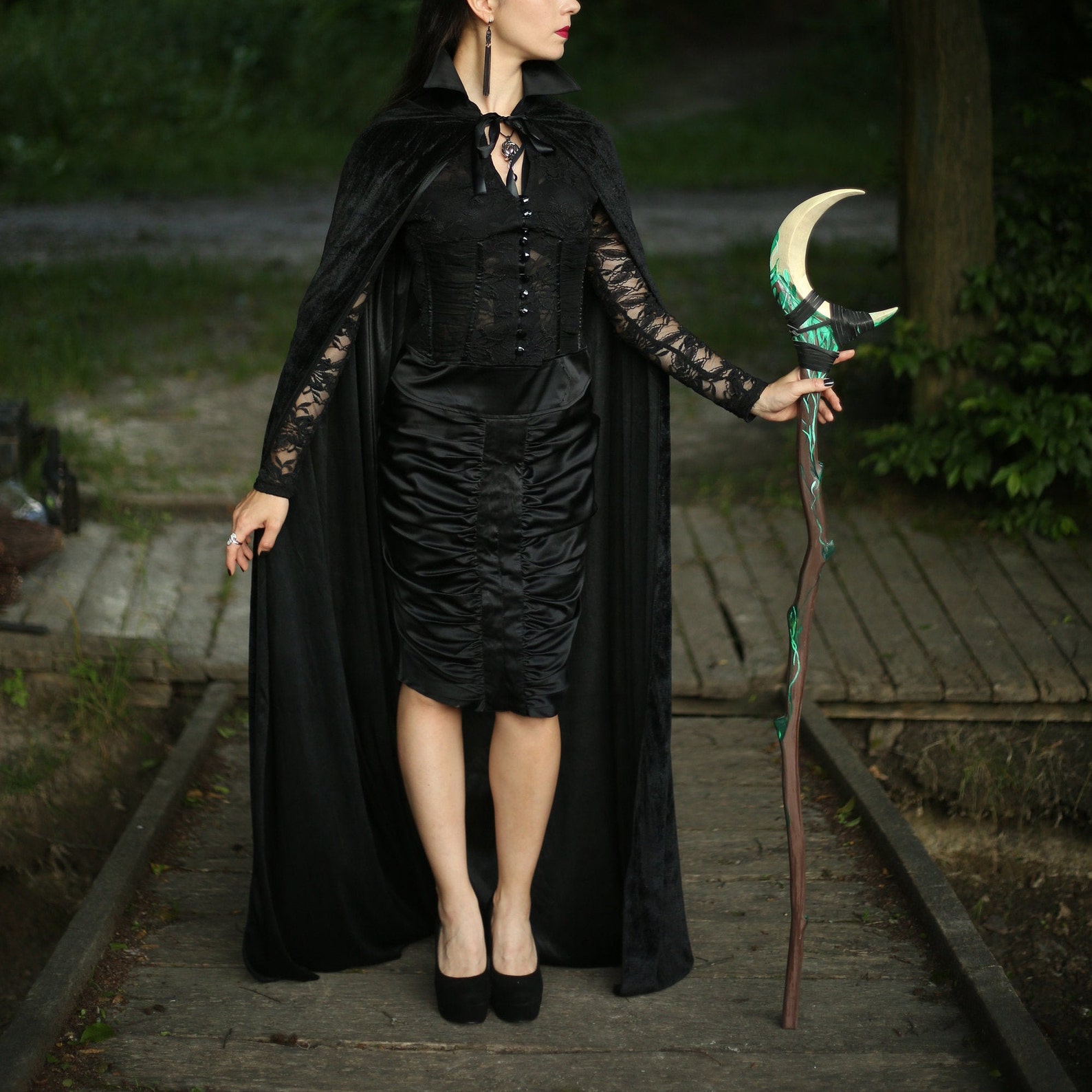 Crescent Moon Staff Magical Stick Cosplay Wizard Witchcraft | Etsy