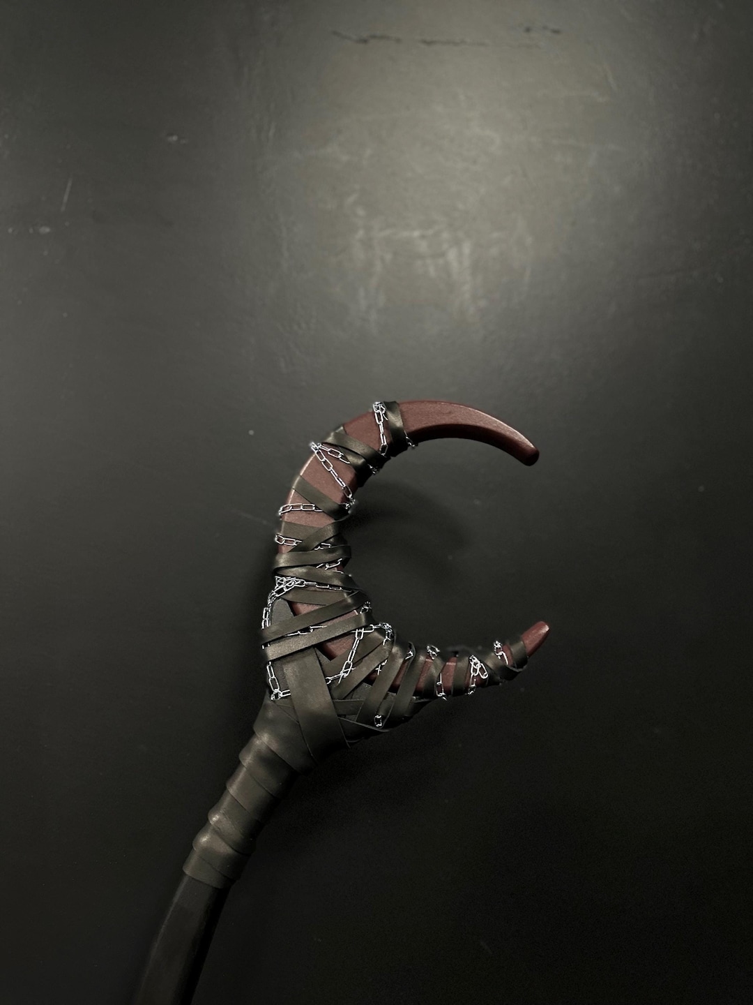 Dark Plum Rose Crescent Moon Staff With Chain, Cosplay Magical Stick ...