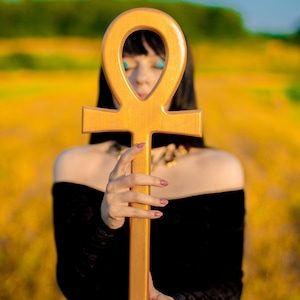 A Golden Ankh Staff, Ancient Egypt Cosplay, Egyptian Cross Staff ...