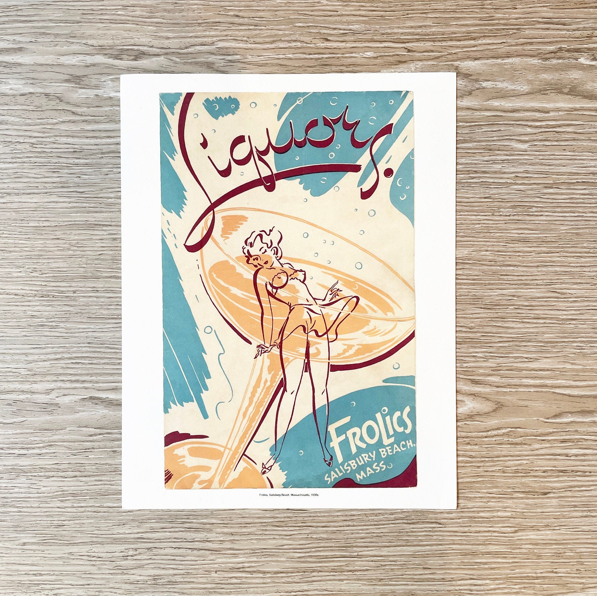 Vintage Retro Menu Art Print From Frolics Salisbury MA Mid - Etsy