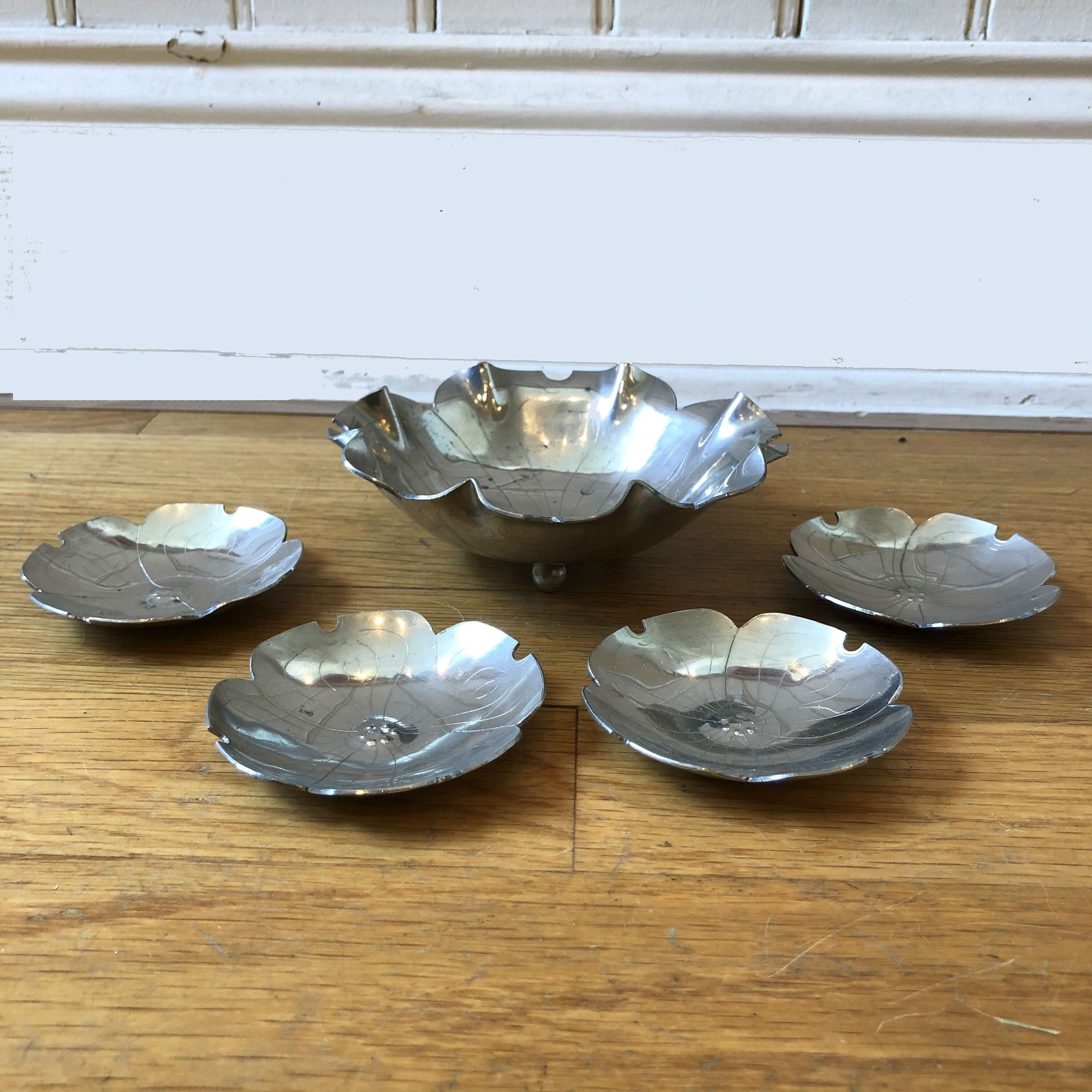 Vintage Penland Pewter Flower Dish & 4 Mini Dishes Signed | Etsy