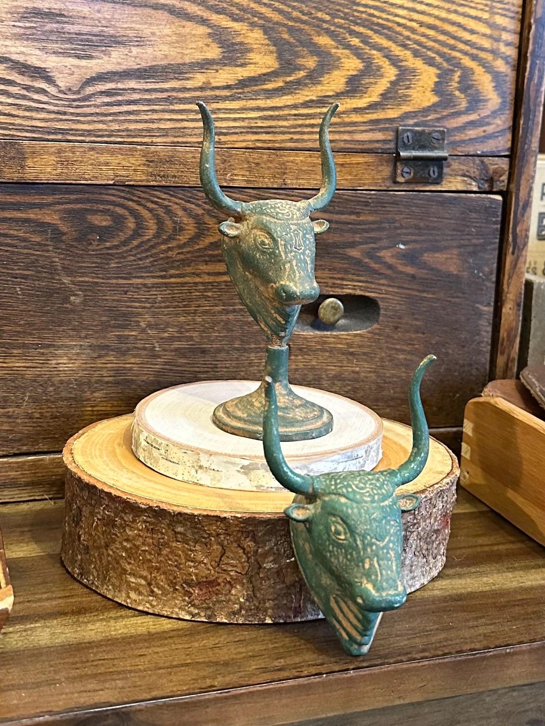Your Choice Metal Longhorn Cattle Bull Sculpture Tabletop or Wall Decor ...