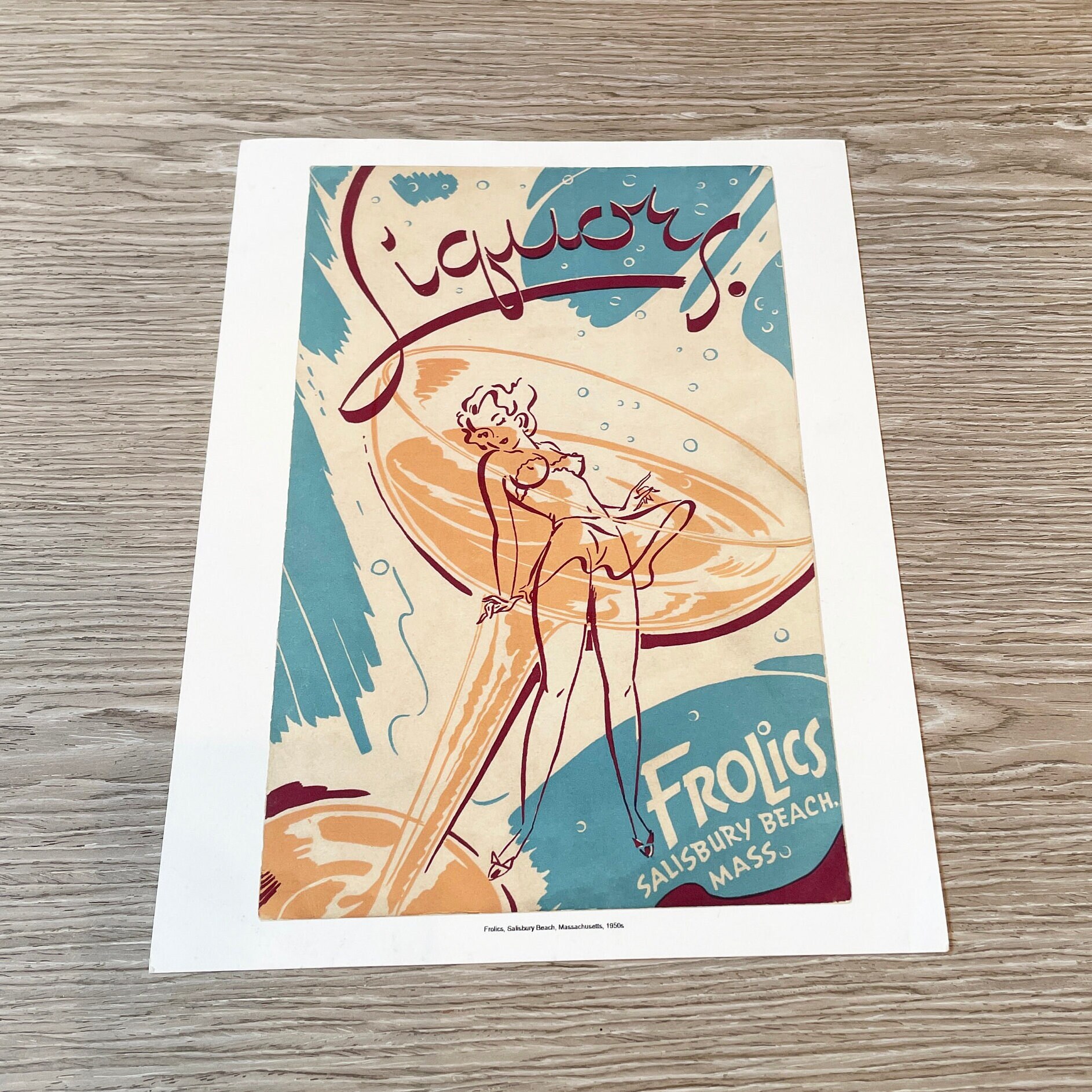 Vintage Retro Menu Art Print From Frolics Salisbury MA Mid - Etsy