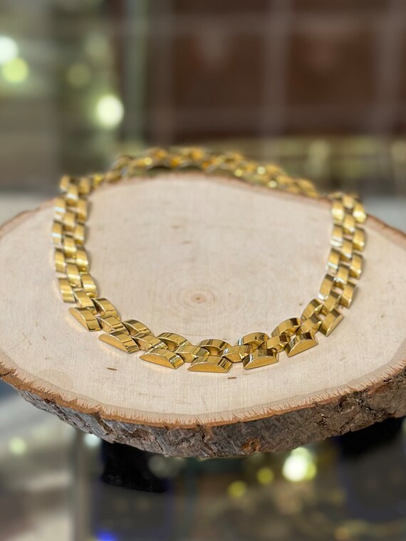 Vintage 1940s Machine Age Gold Tone Metal Collar Chok… - Gem