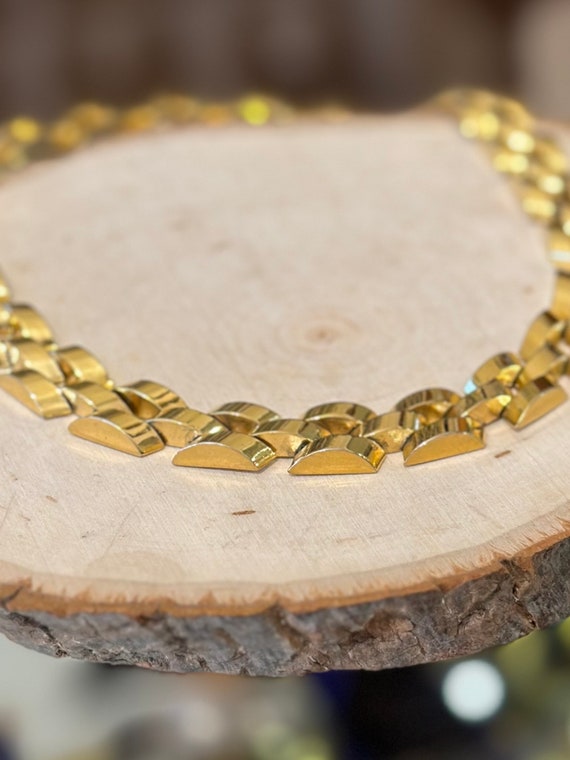 Vintage 1940s Machine Age Gold Tone Metal Collar Chok… - Gem