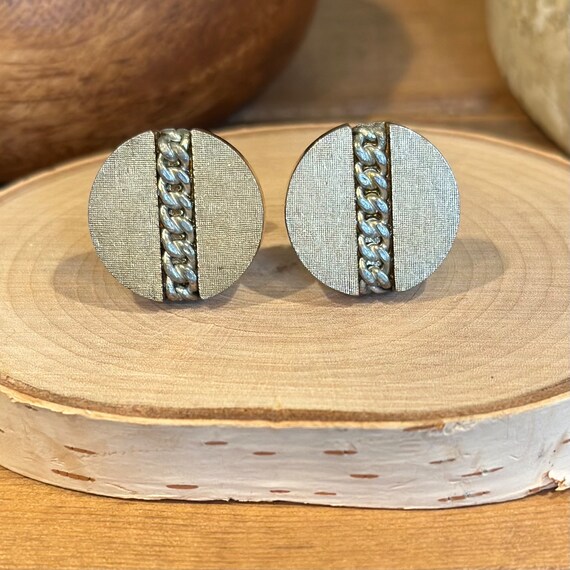 Vintage Pair of Swank Textured Disc Chain Link Design… - Gem