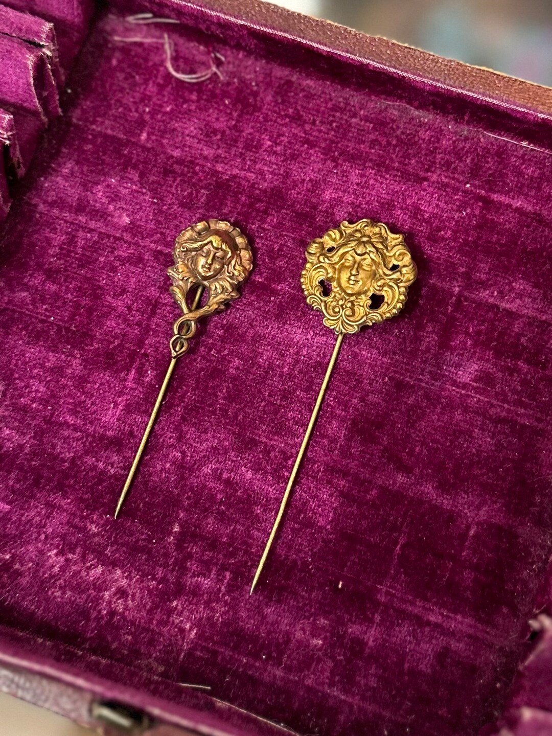 You Pick! Antique Art Nouveau Gold Tone Repousse Figural Woman Stick ...