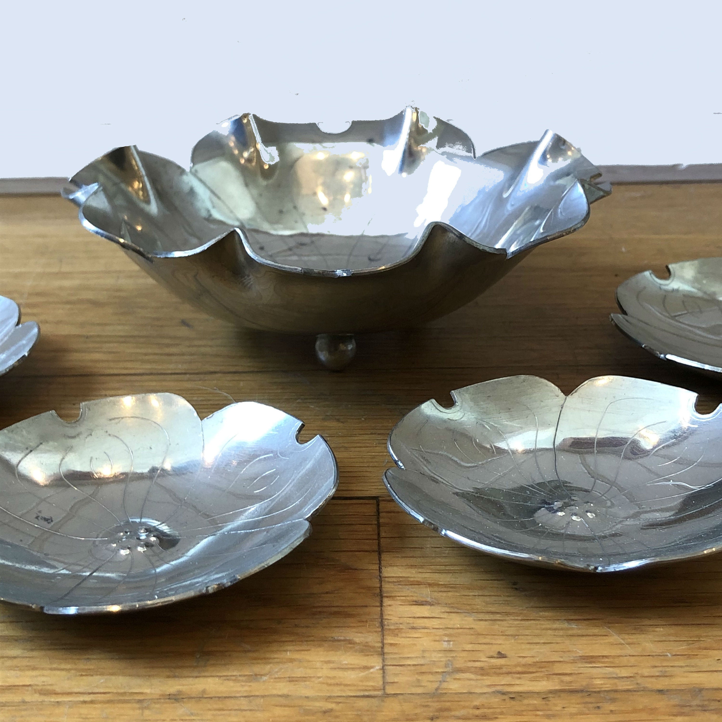 Vintage Penland Pewter Flower Dish & 4 Mini Dishes Signed | Etsy