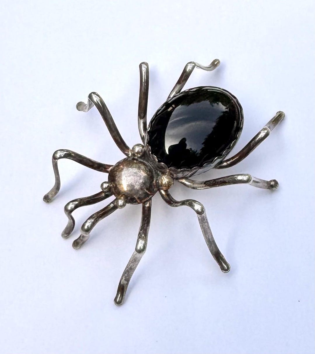 Vintage Navajo Native American Signed E. SPENCER Sterling Silver Black ...