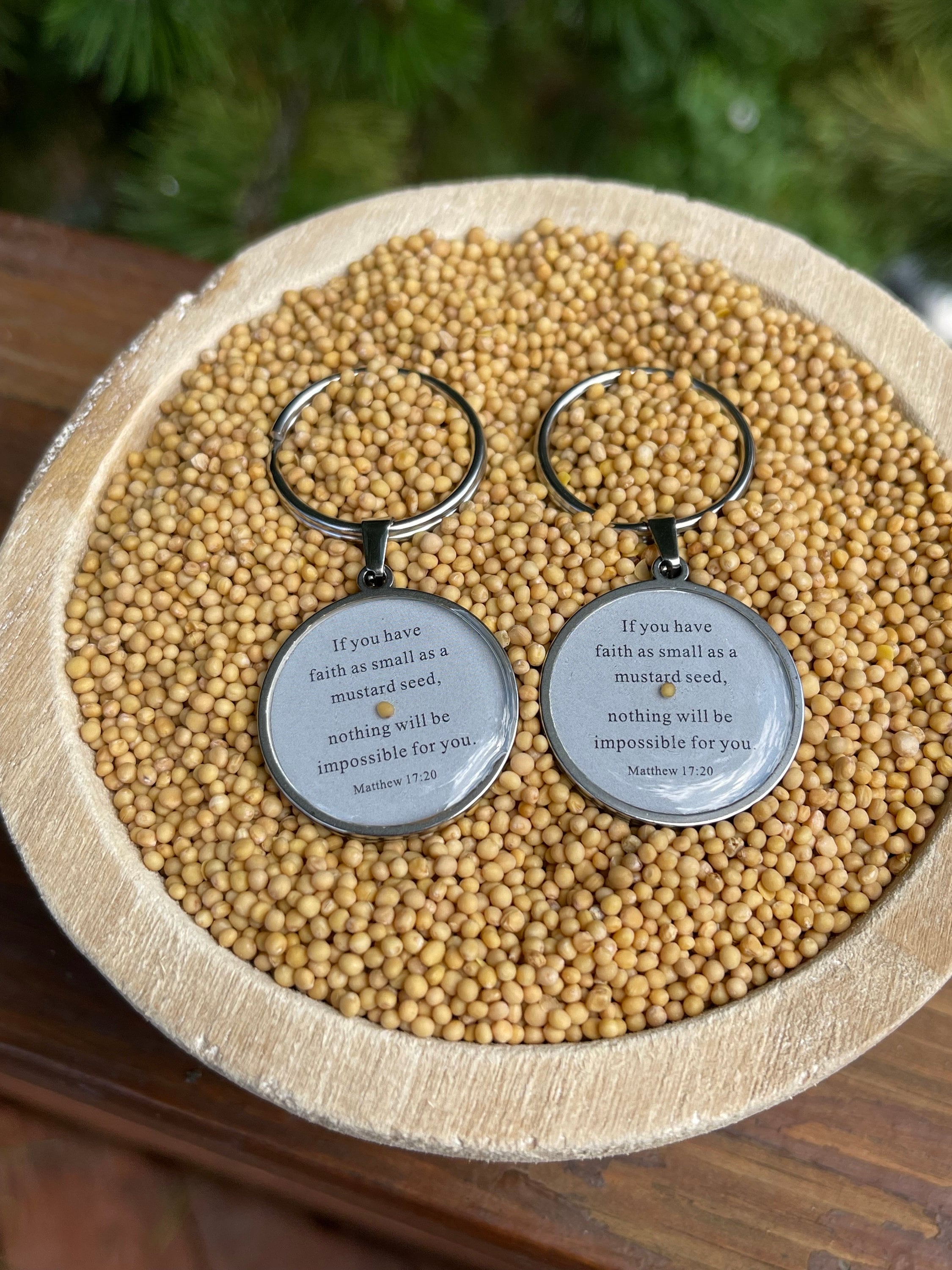 Mustard Seed of Faith Keychain - Matthew 17:20 Keychain - Faith ...