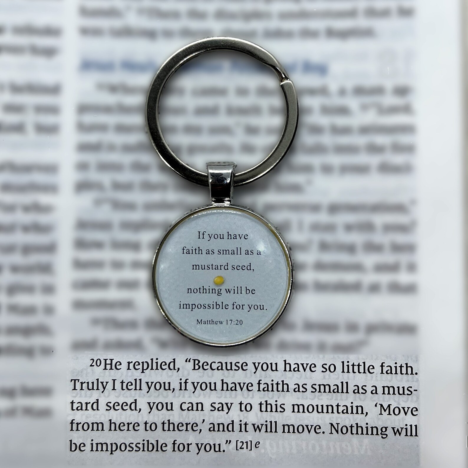 Mustard Seed of Faith Keychain - Matthew 17:20 Keychain - Faith ...
