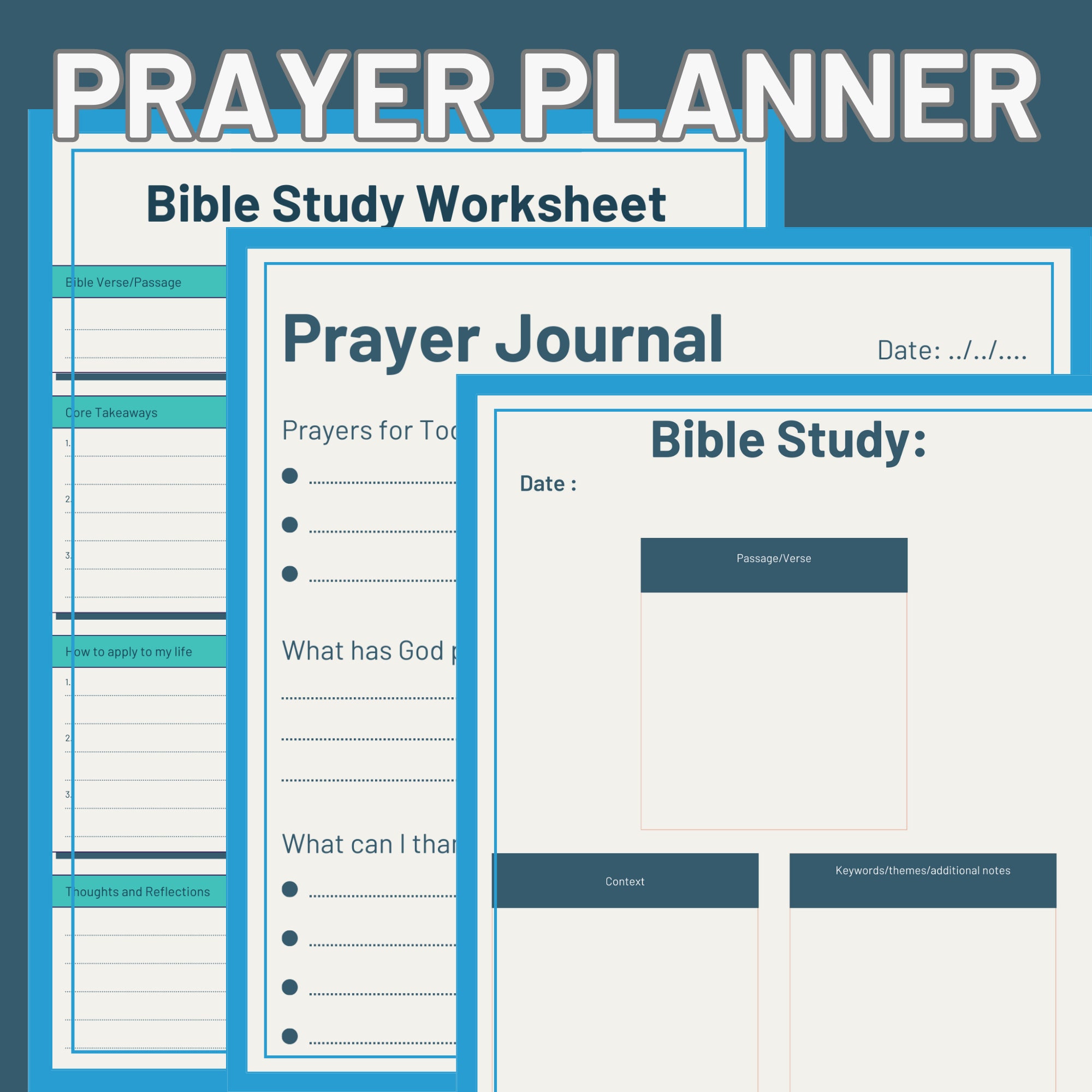 Bible Study Guides, Prayer Journal, Sermon Notes, Faith Digital Planner ...