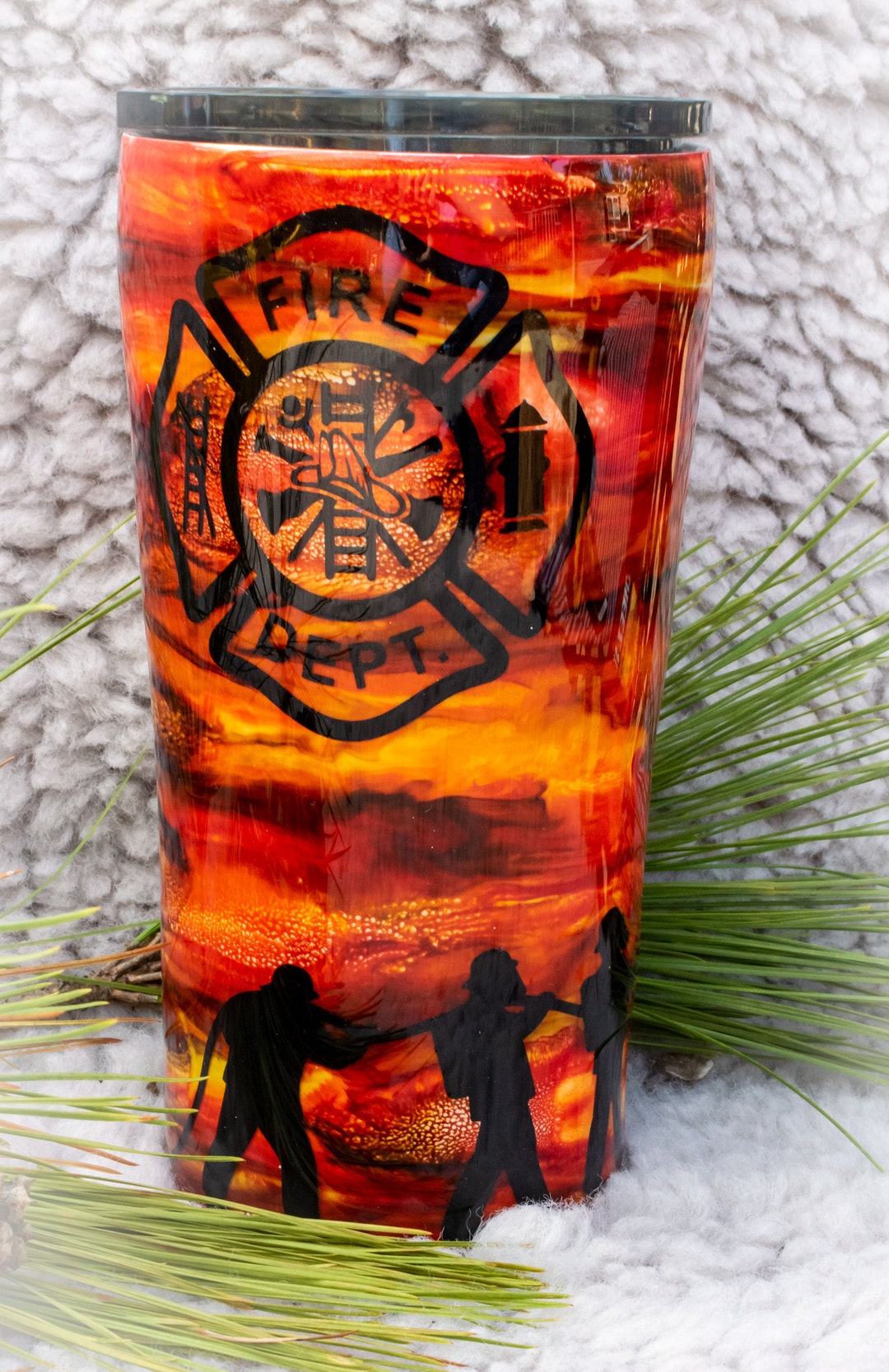 Fire Fighter Tumbler, Fire Fighter, Alcohol Ink Tumbler - Etsy