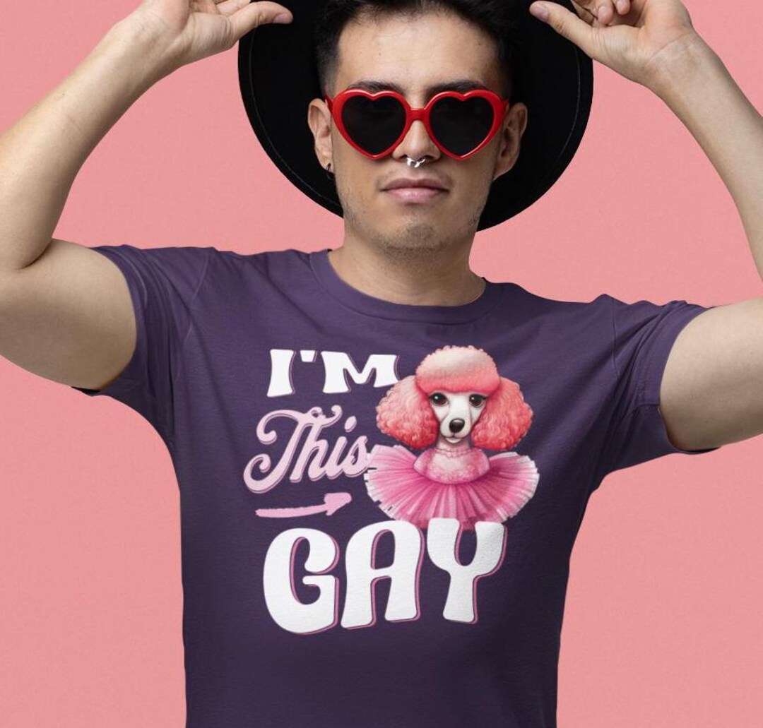 Pink Poodle LGBTQ Pride Tee, Rainbow Gay Pride Shirt, Tutu Puppy LGBT T ...