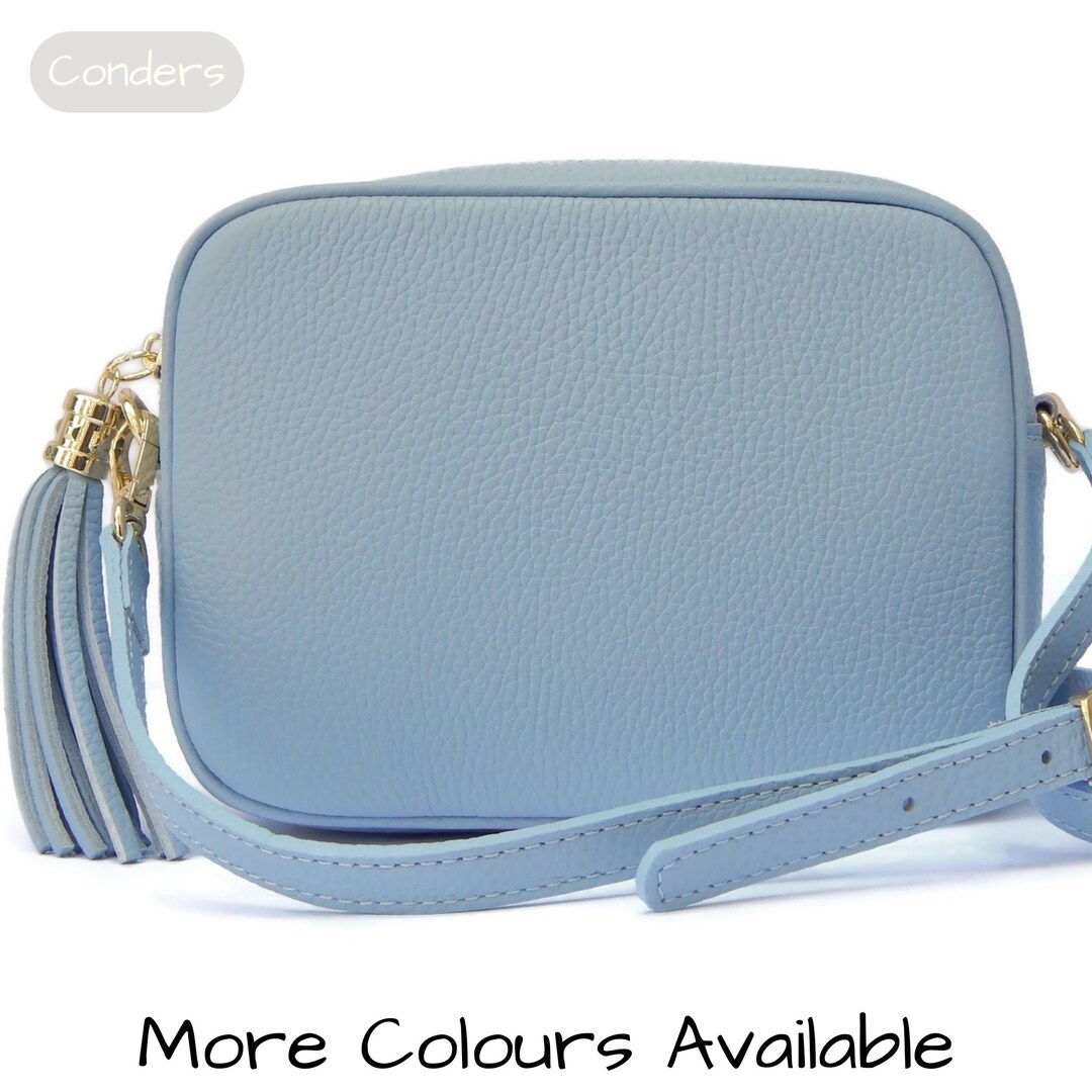 Sky Blue Camera Bag, Italian Leather Crossbody Bag, Leather Crossbody ...