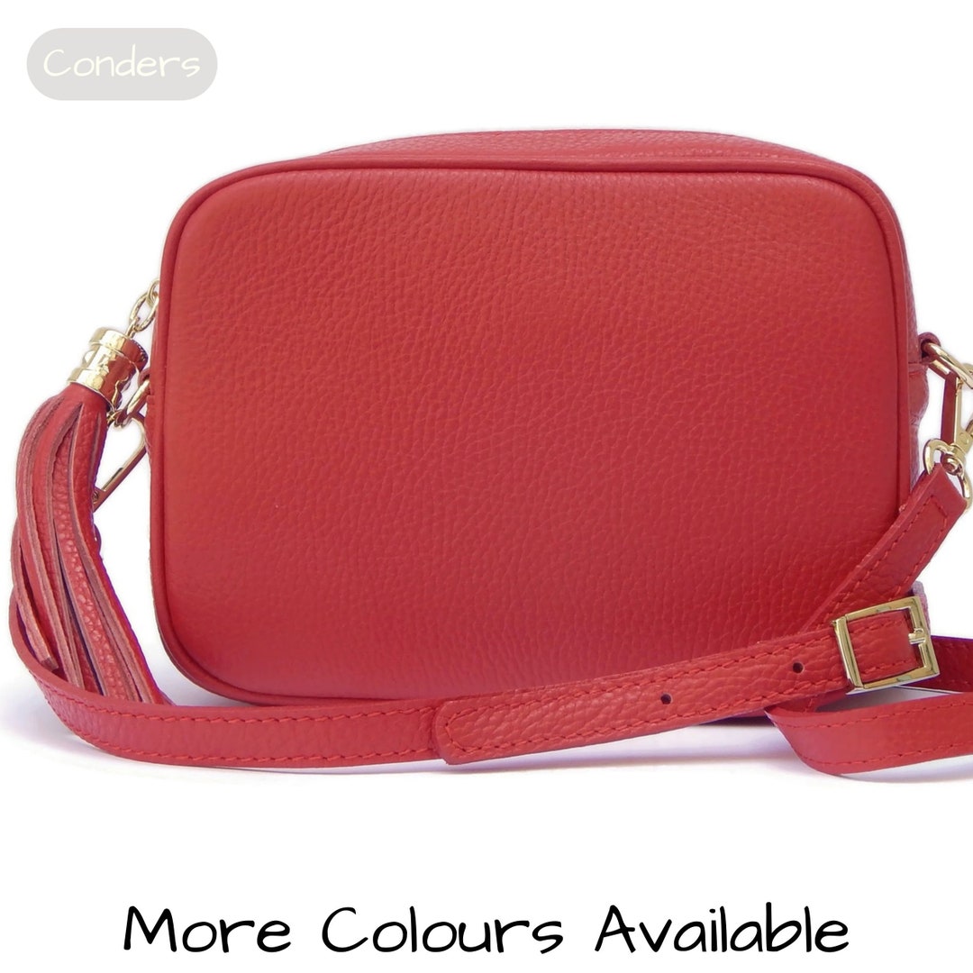 Camera Bag, Soft Red Italian Leather Crossbody Bag, Small Leather ...