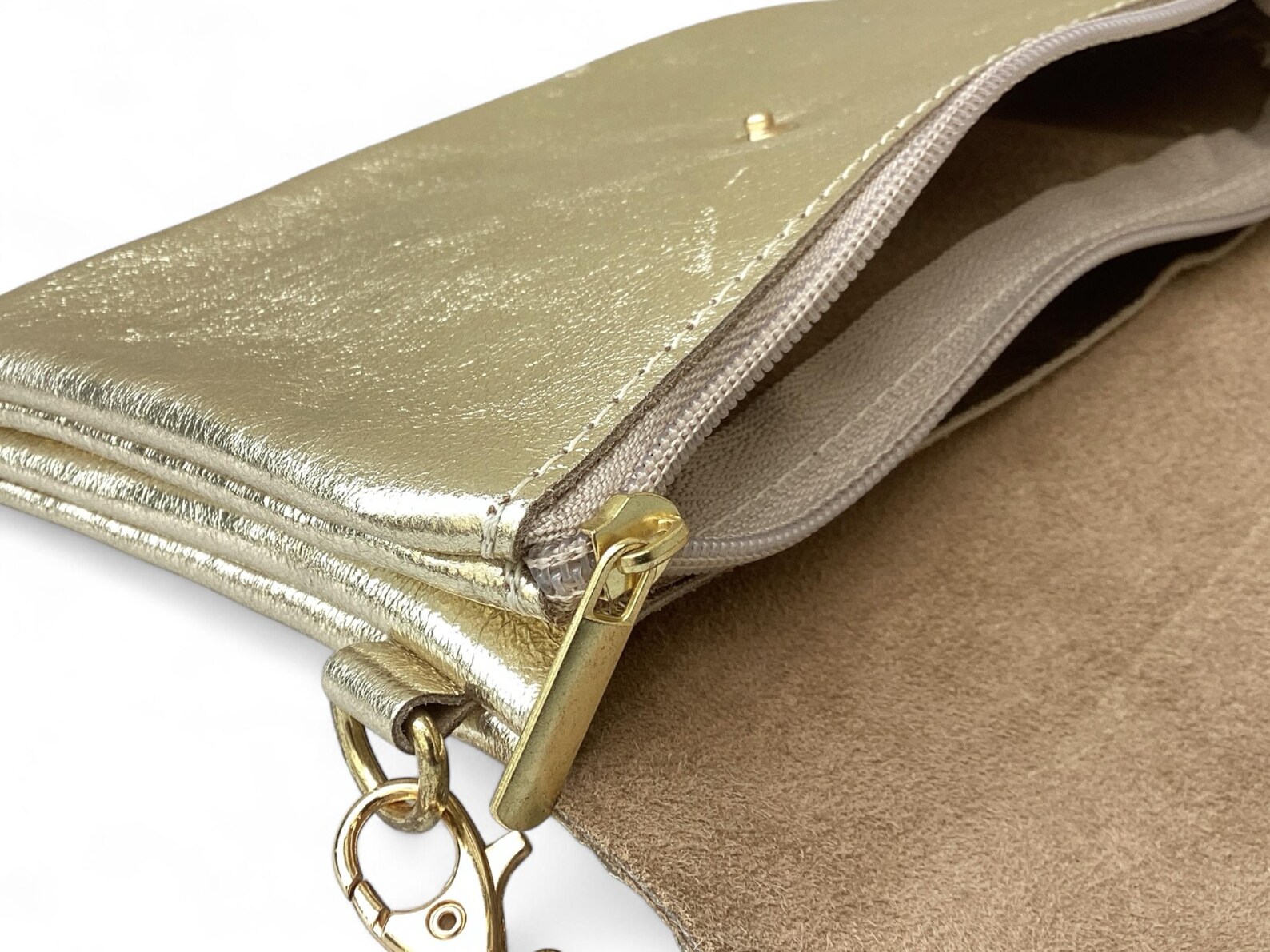 Genuine Metallic Leather Bag, Slim Leather Crossbody Handbag ...