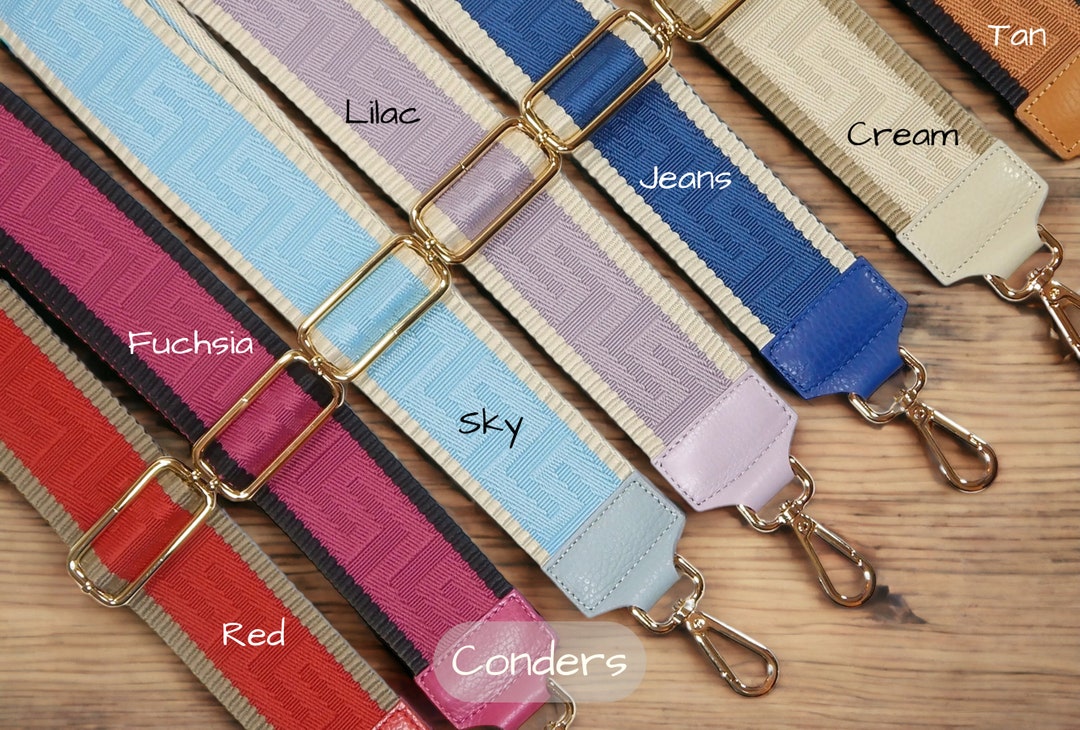 Patterned Bag Strap in Leather and Canvas, Crossbody Adjustable Handbag ...