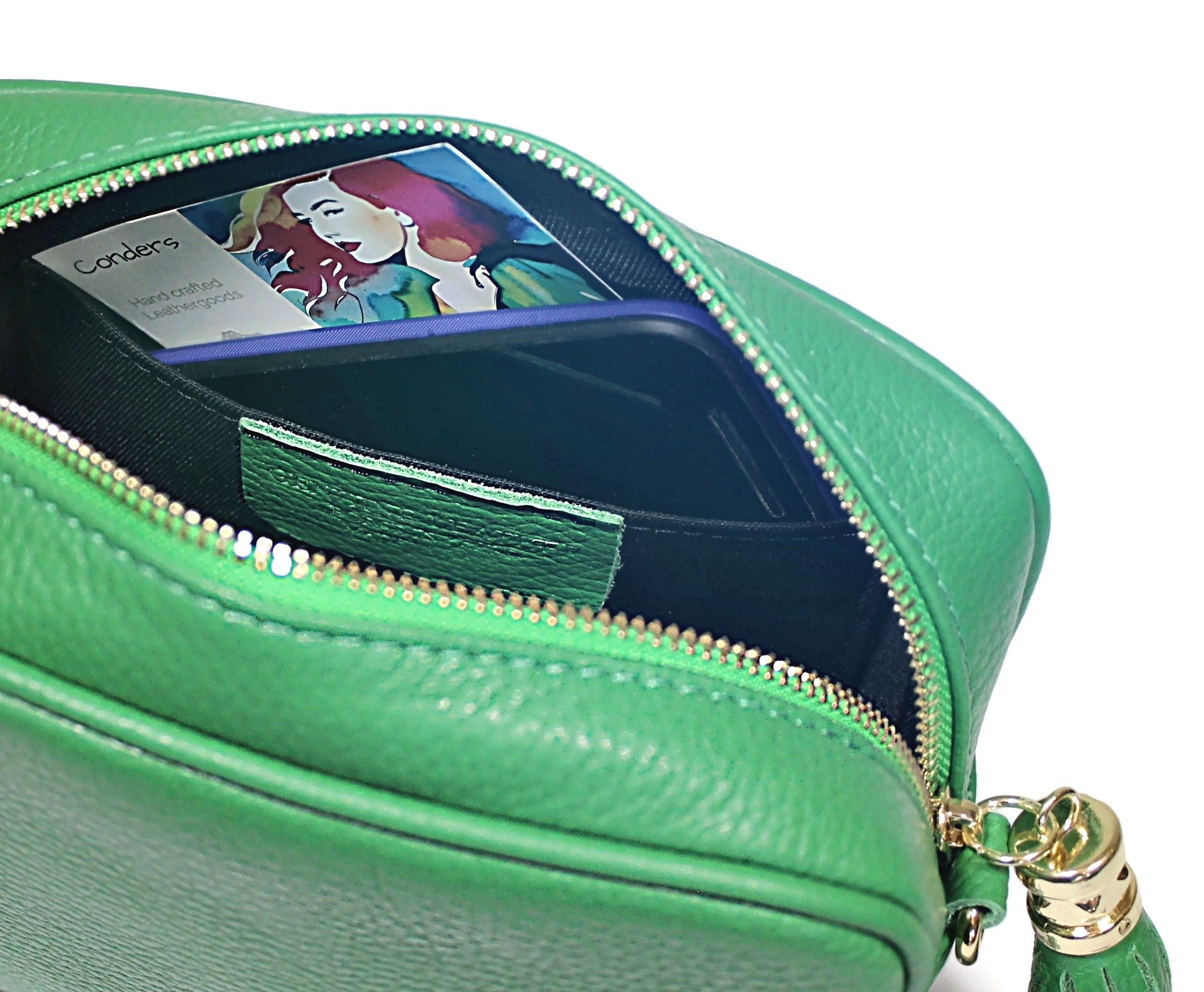 Green Camera Bag, Italian Leather Crossbody Bag, Small Leather ...
