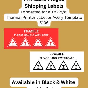 Printable Fragile Handle With Care Shipping Labels, Instant Download ...
