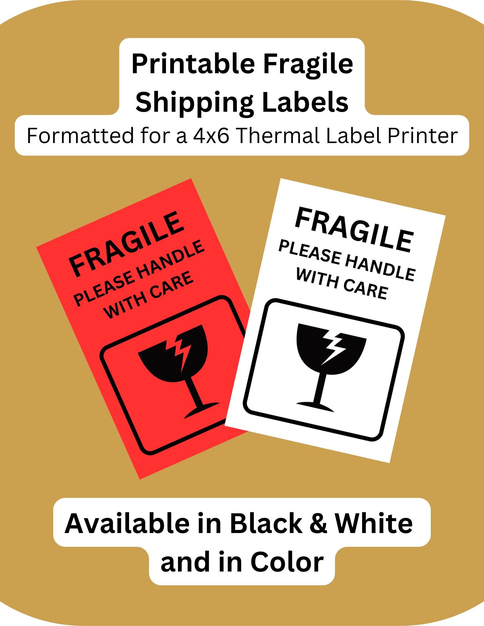 Printable Fragile Handle With Care Shipping Labels, Instant Download ...