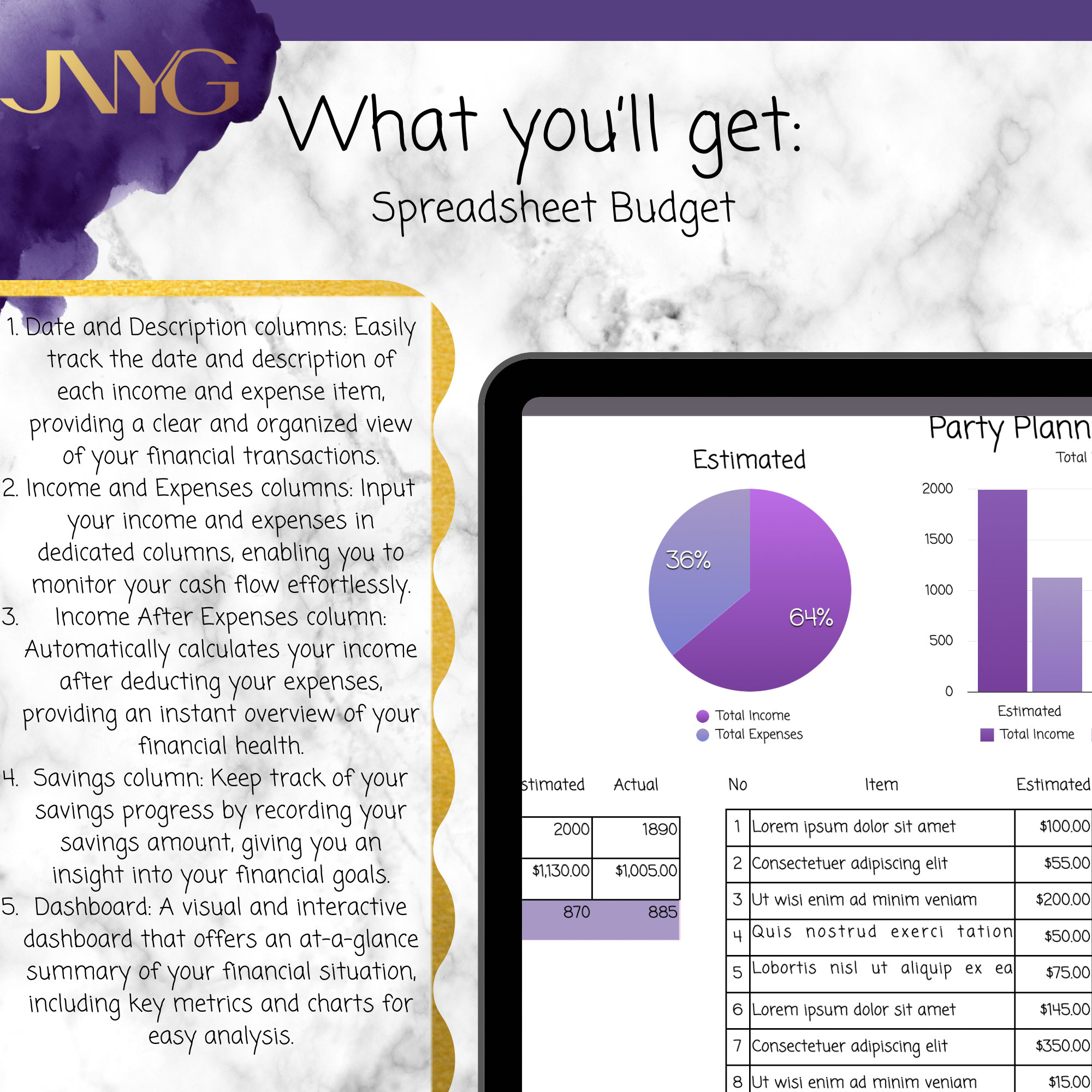 Party Planner Budget Spreadsheet - Etsy