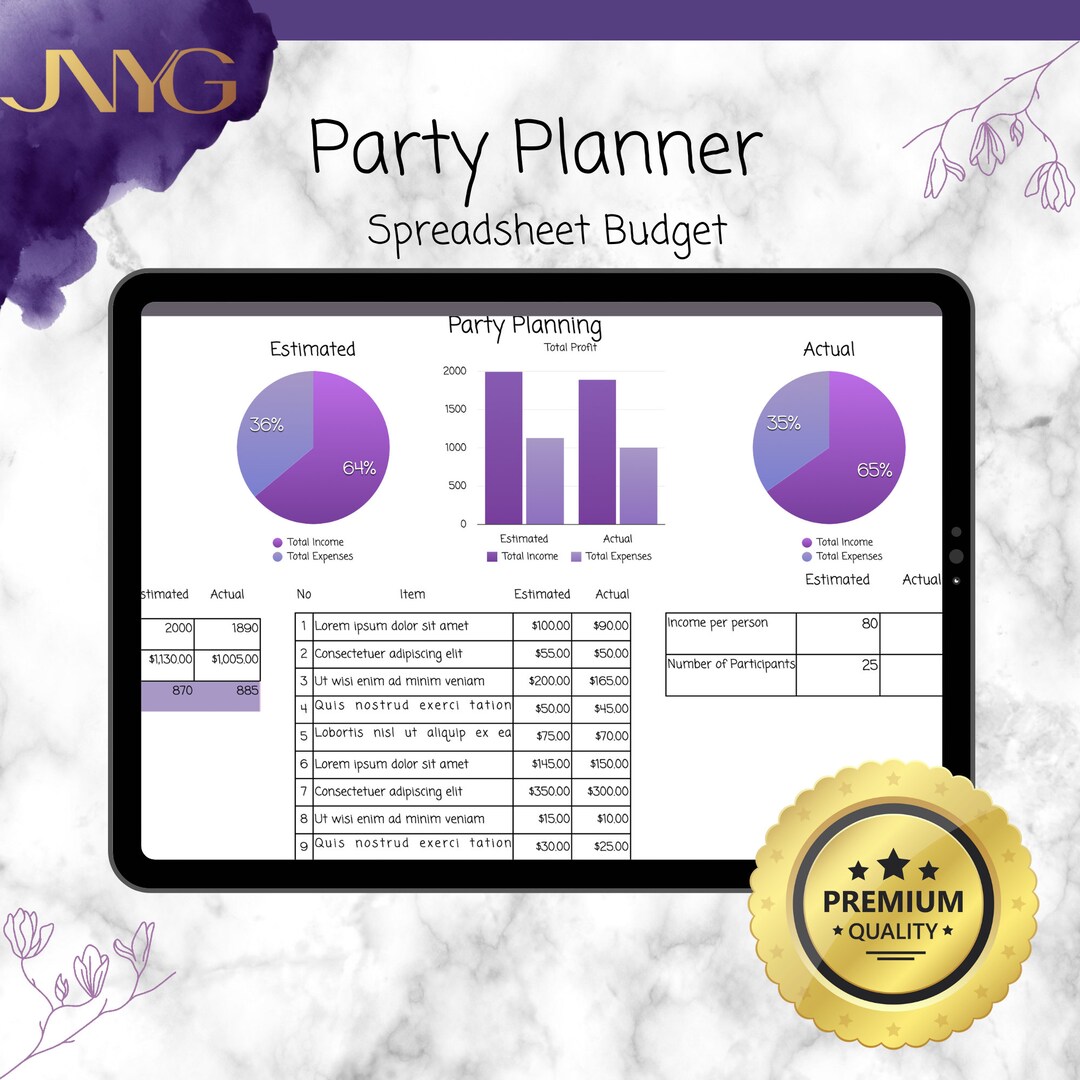 Party Planner Budget Spreadsheet - Etsy