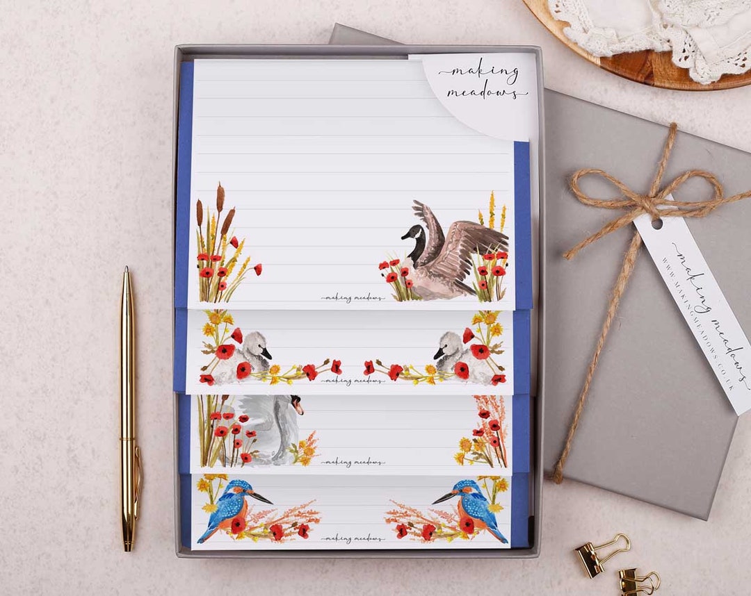Letter Writing Set With Envelopes - Gift Box or Flat Pack Options - 32 ...