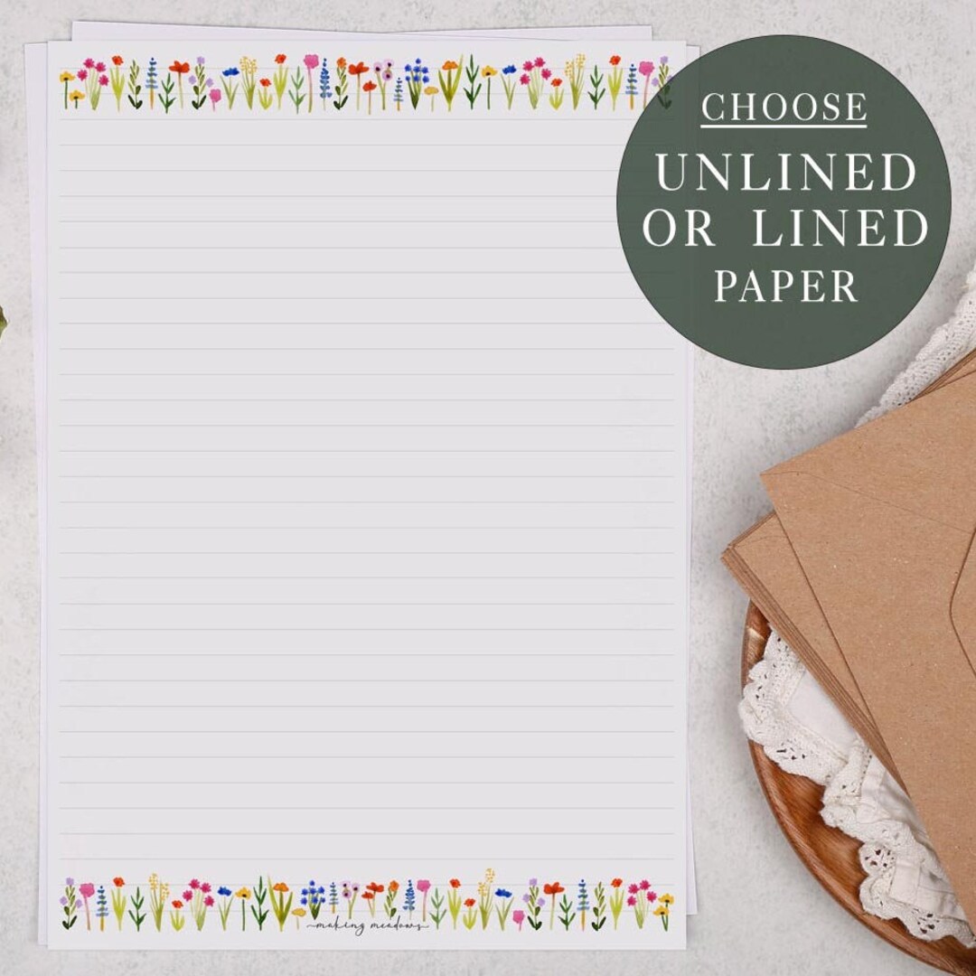 A4 Letter Writing Paper Sheets Ditsy garden flowers and cute botanics ...