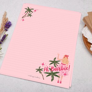 A4 Pink Barbie Letter Writing Paper Sheets | Hi Barbie Design With ...