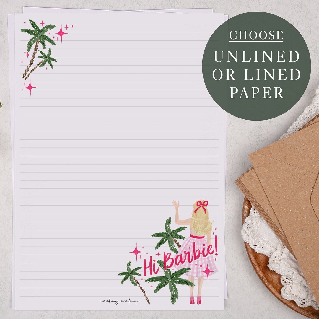A4 Barbie Letter Writing Paper Sheets | Miami Barbie & Sparkle Design ...