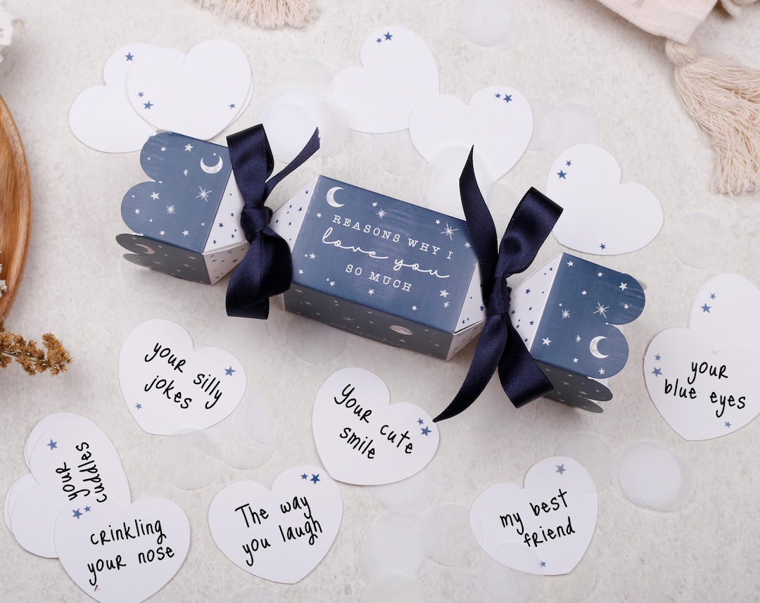 Surprise Reason's Why I Love You Cracker - DIY Kit With Navy Blue Heart ...