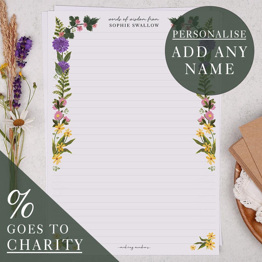 A4 Personalised Letter Writing Paper | Gift Wrapped in Tissue | Wild ...