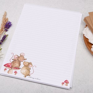 A4 Letter Writing Paper Sheets | Cute Watercolour Mice on Woodland ...
