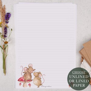 A4 Letter Writing Paper Sheets | Cute Watercolour Mice on Woodland ...