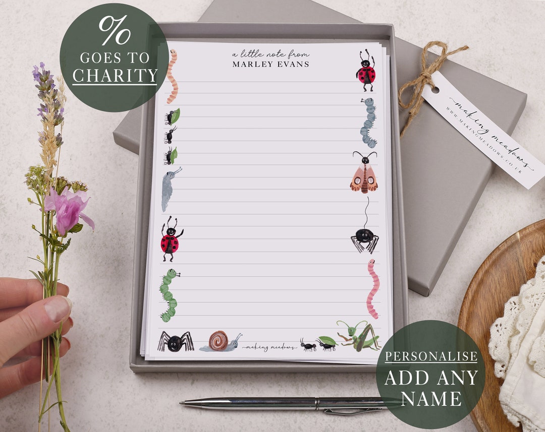 A5 Personalised Letter Writing Paper With Children’s Insect Bugs ...