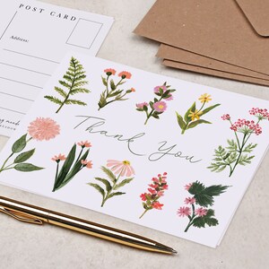 Pink Floral Thank You Postcard Pack | Wedding or Party Thank You ...