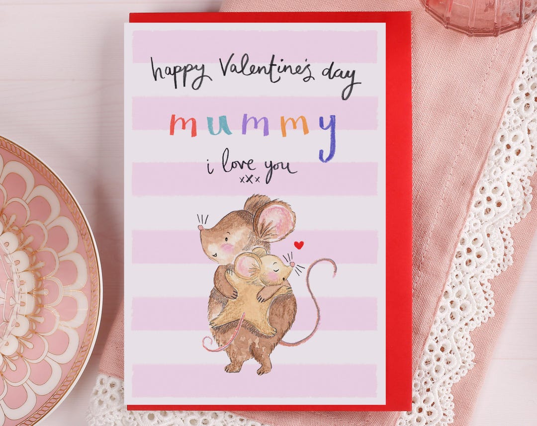 Mouse Valentine Card for Mummy - First Valentines Day From Baby - Etsy