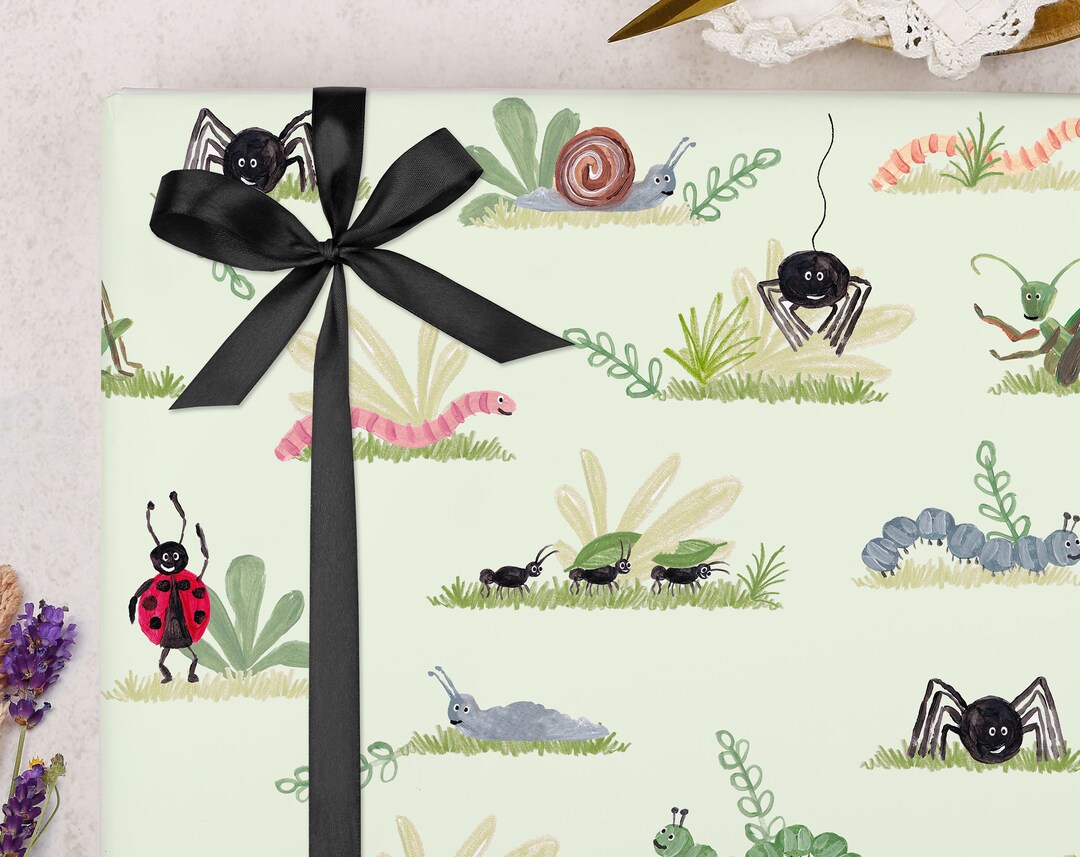 Bugs & Insects Birthday Wrapping Paper for Kids | Young Children's Age ...