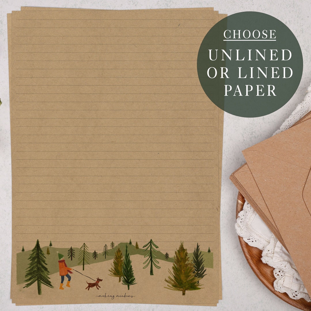 A4 Kraft Letter Writing Paper With Dog Walker - Lined or Unlined ...