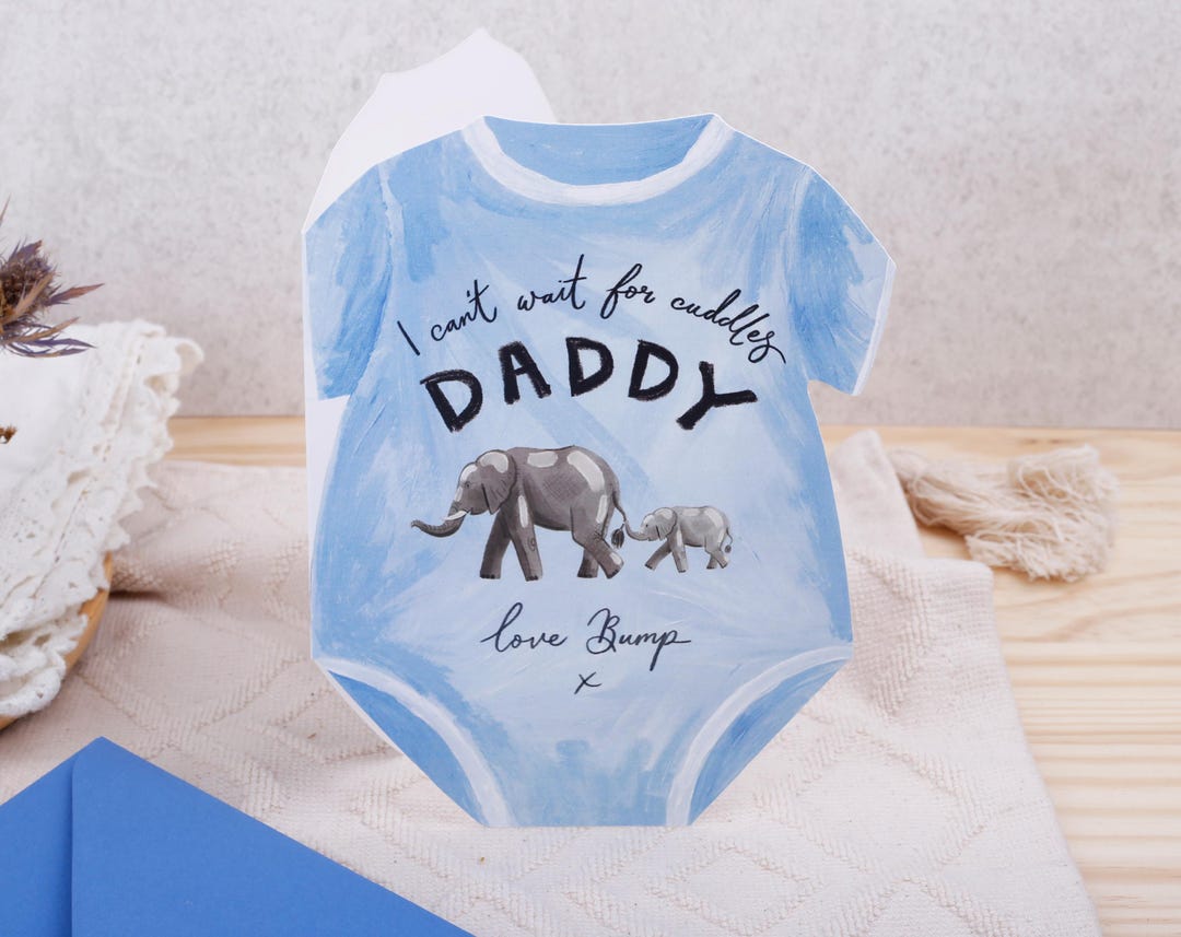 Daddy Birthday Card From Bump - Blue Baby Grow Shaped Greeting Card - Etsy