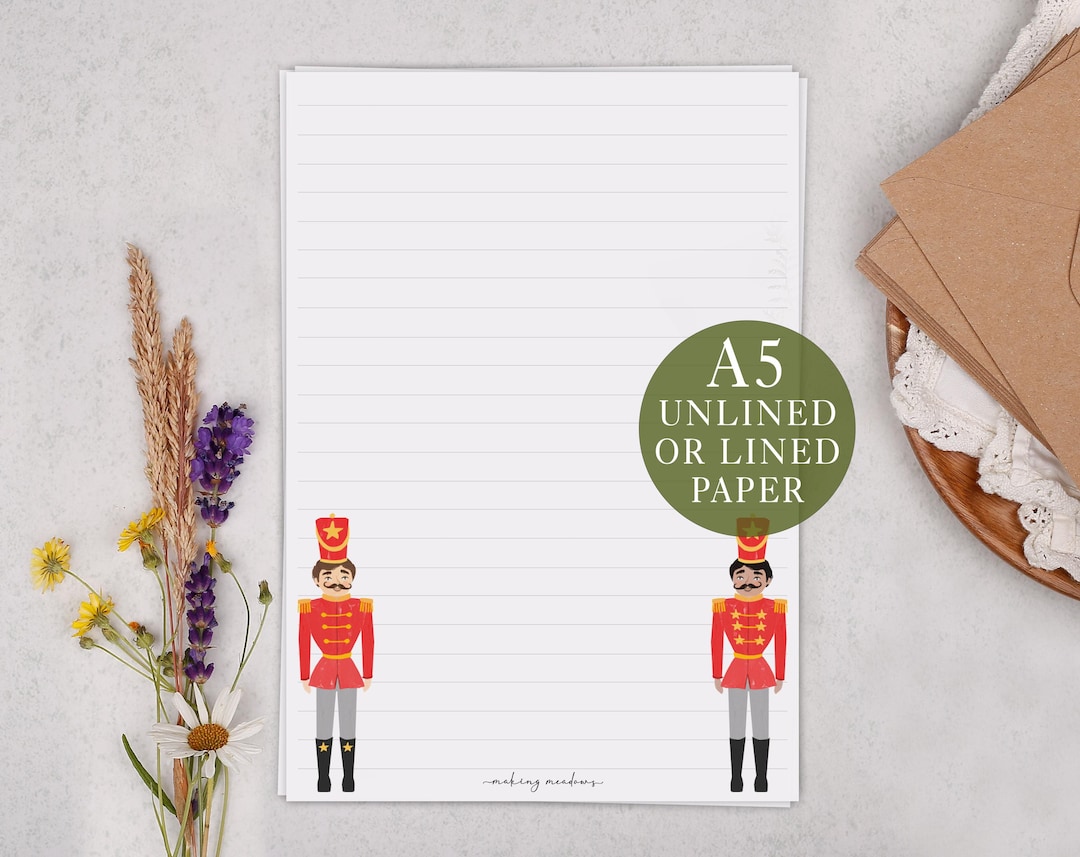 A5 Letter Writing Paper With Christmas Nutcracker - Lined or Unlined ...
