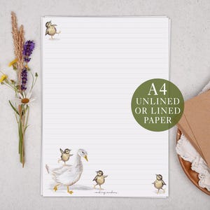 A4 Letter Writing Paper With Botanical Duck - Lined or Unlined ...