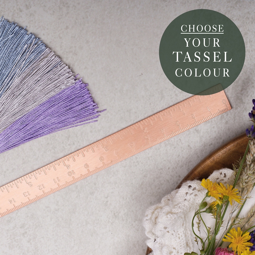 Rose Gold Ruler With Tassels | Modern Gold Metal Ruler | Stylish Small ...