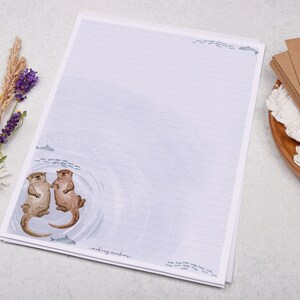 A4 Letter Writing Paper With Blue Otter Design - Lined or Unlined ...
