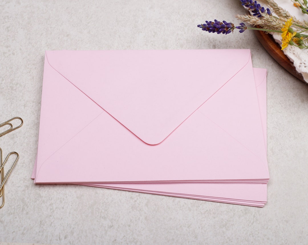 C6 Light Pink Envelopes With Gummed Flap - Coloured Envelope for Letter ...