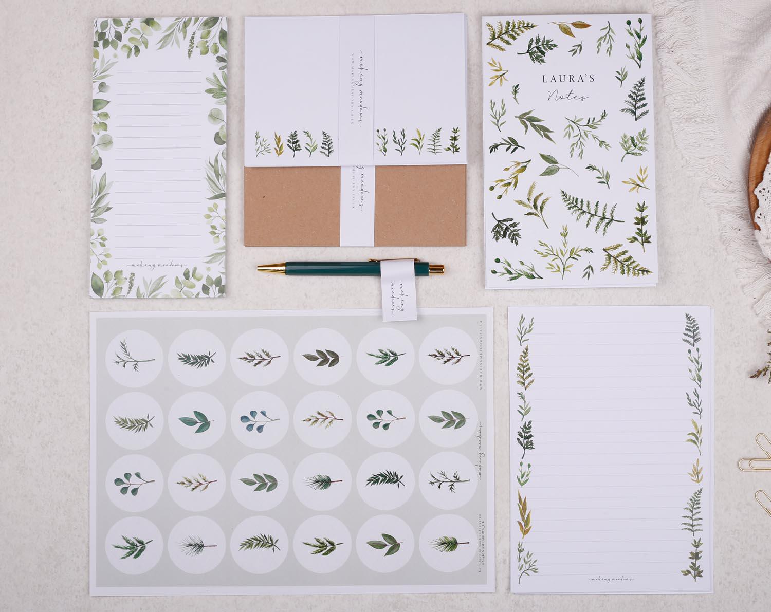 Personalised Botanical Leaf Stationery Gift Box - Notebook, to Do List ...