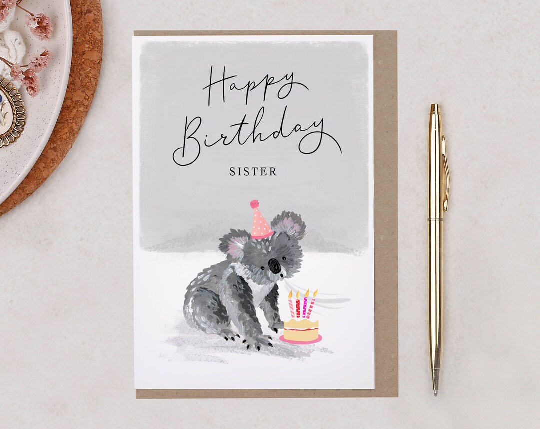 Sister Birthday Card for Her, Australian Koala Happy Birthday Card ...