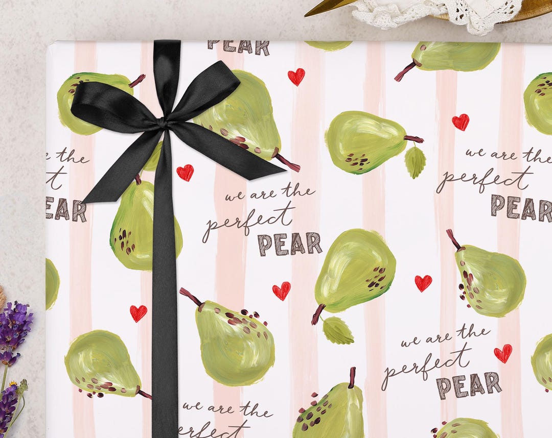 Pear Valentine Wrapping Paper | Pun Anniversary Gift Wrap for Your Love ...